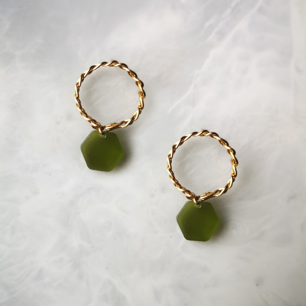 Gold Hex Hoop Earrings – Bybri Jewellery